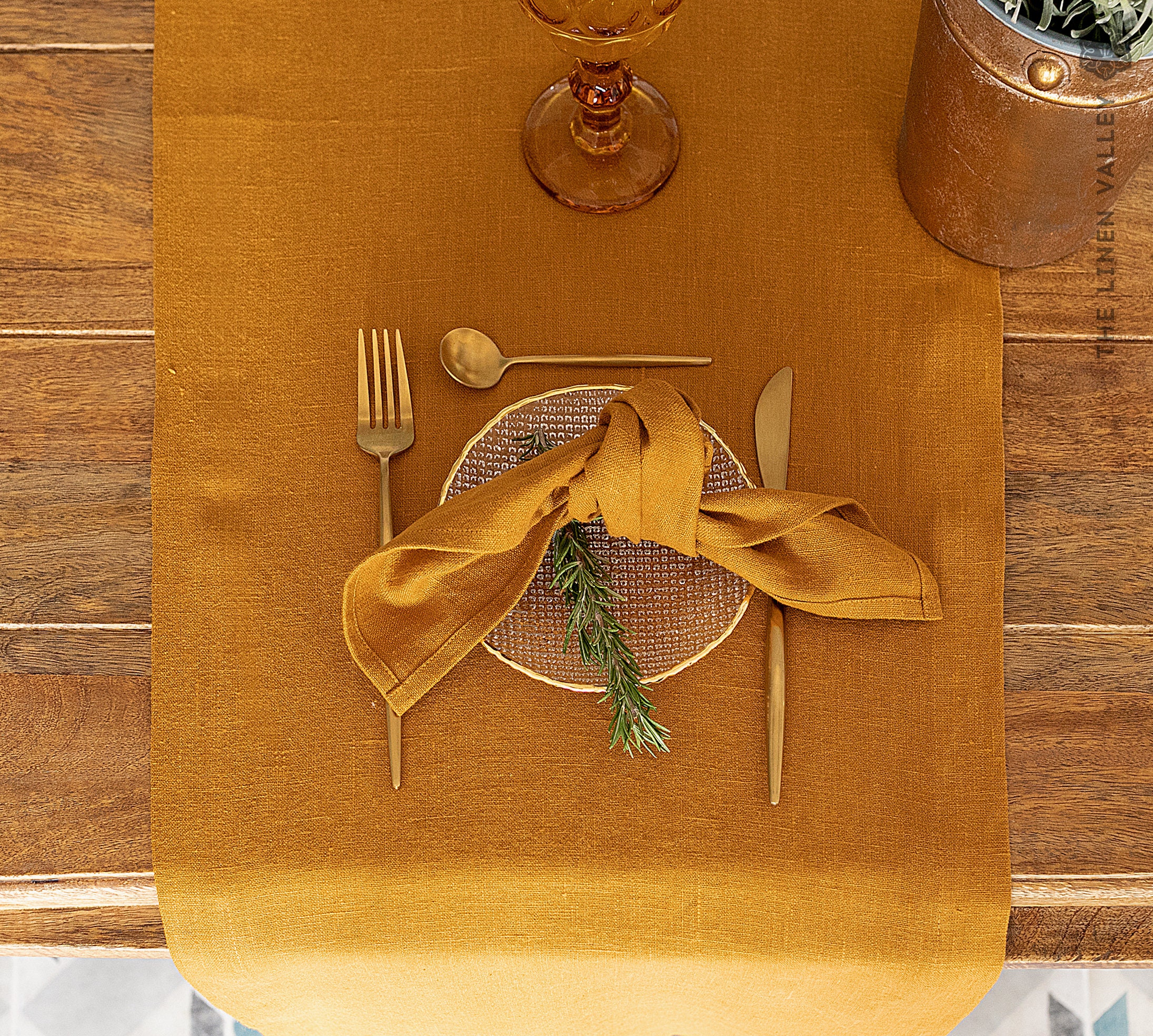 AMBER YELLOW Linen Table Runner Saffron Heavier Weight Linen - Etsy
