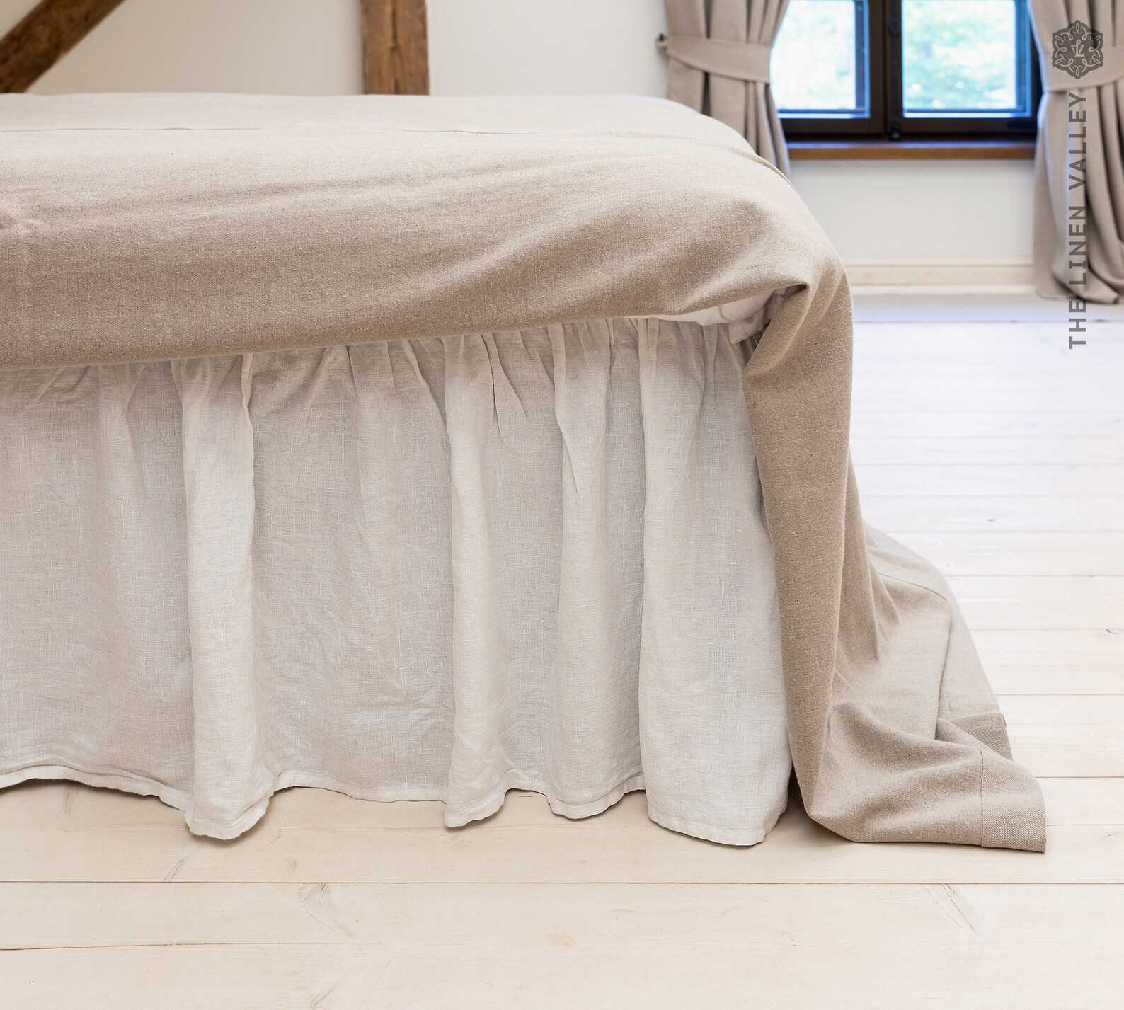 OPTICAL WHITE Linen Bed Valance-dust Ruffle Softened Linen Bed | Etsy