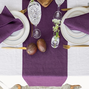 Deep Purple Linen Table Runner- Dark Plum Heavier Weight Linen Table ...