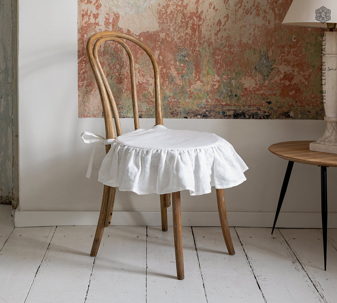 Linen Chair Slip Cover-natural Linen Seat Cushion - Chair Cover With ...
