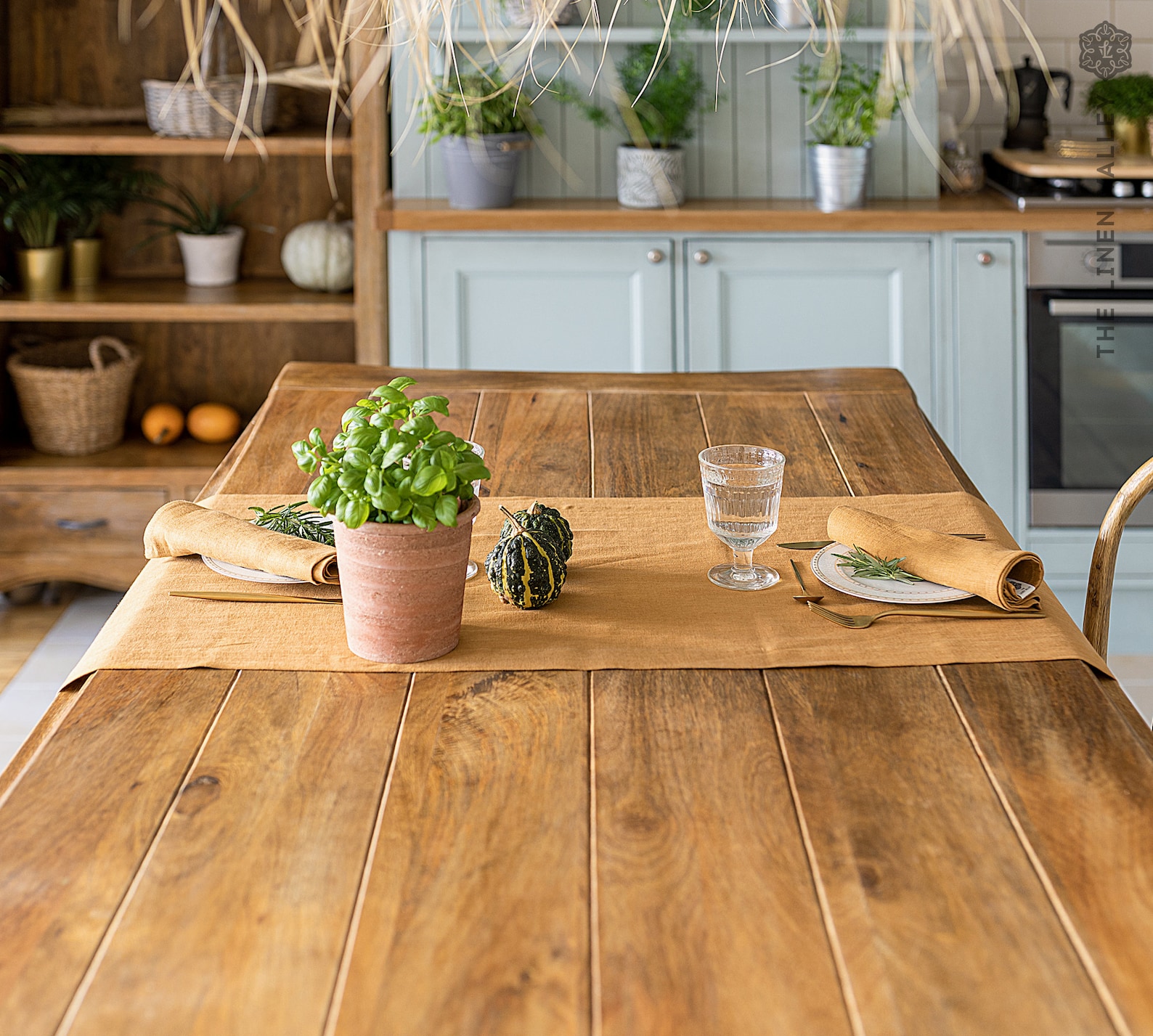 Cinnamon Brown Linen Table Runner- Mustard Brown Linen Table Runner ...