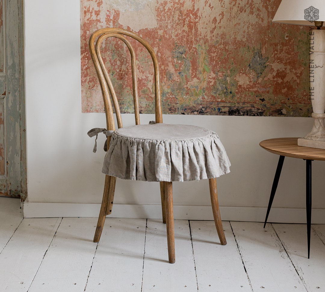 Linen Chair Slip Cover-natural Linen Seat Cushion - Chair Cover With ...