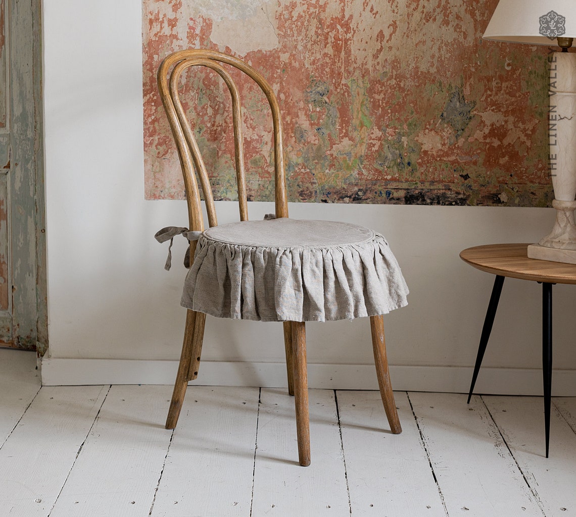 LINEN Chair Slip Cover-natural Linen Seat Cushion Chair - Etsy