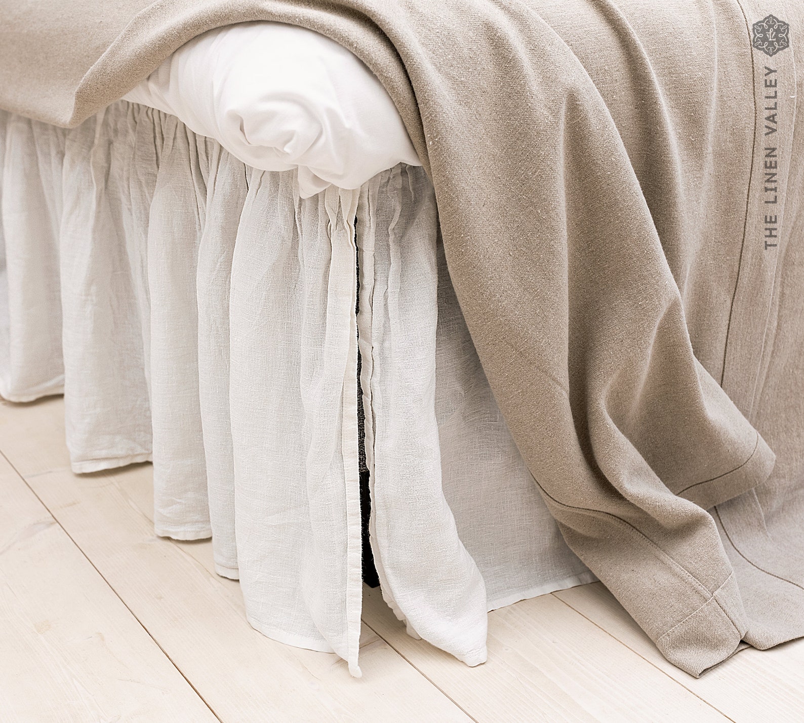 OPTICAL WHITE Linen Bed Valance-dust Ruffle Softened Linen Bed | Etsy