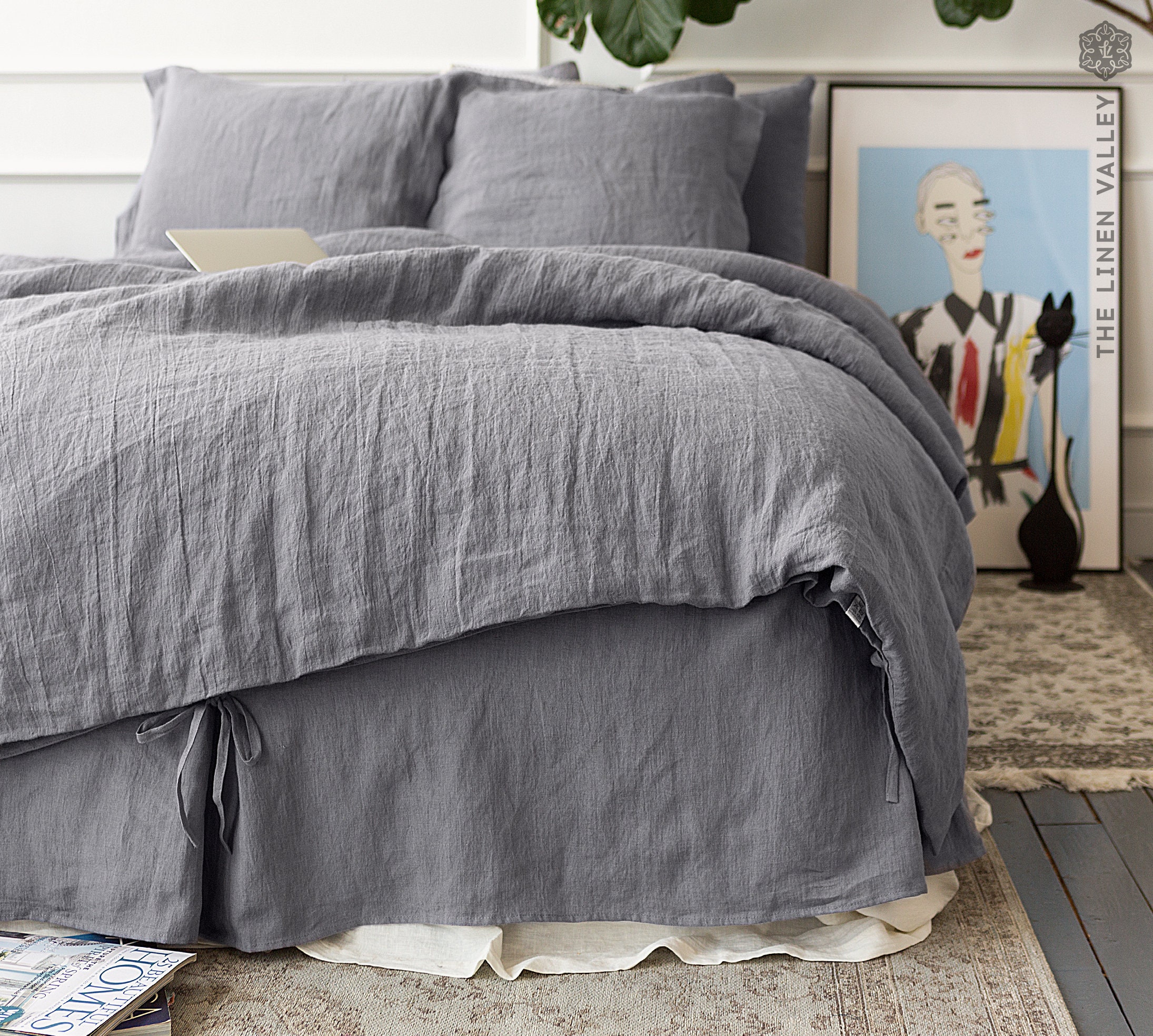 CHARCOAL GREY Linen Comforter Cover dusty Grey Doona Cover - Etsy