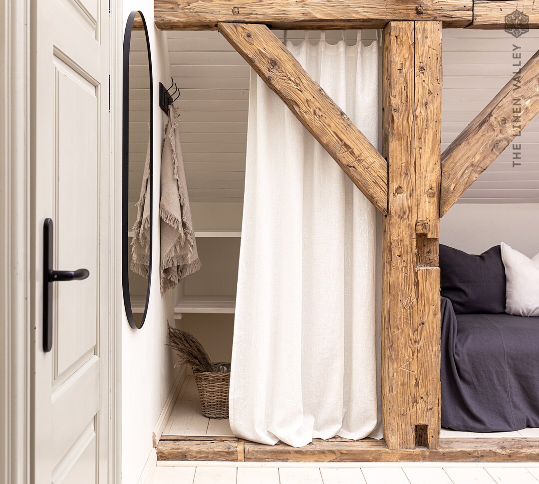 Antique White Linen Curtain (1 Pcs) - Heavier Weight off White Drape ...
