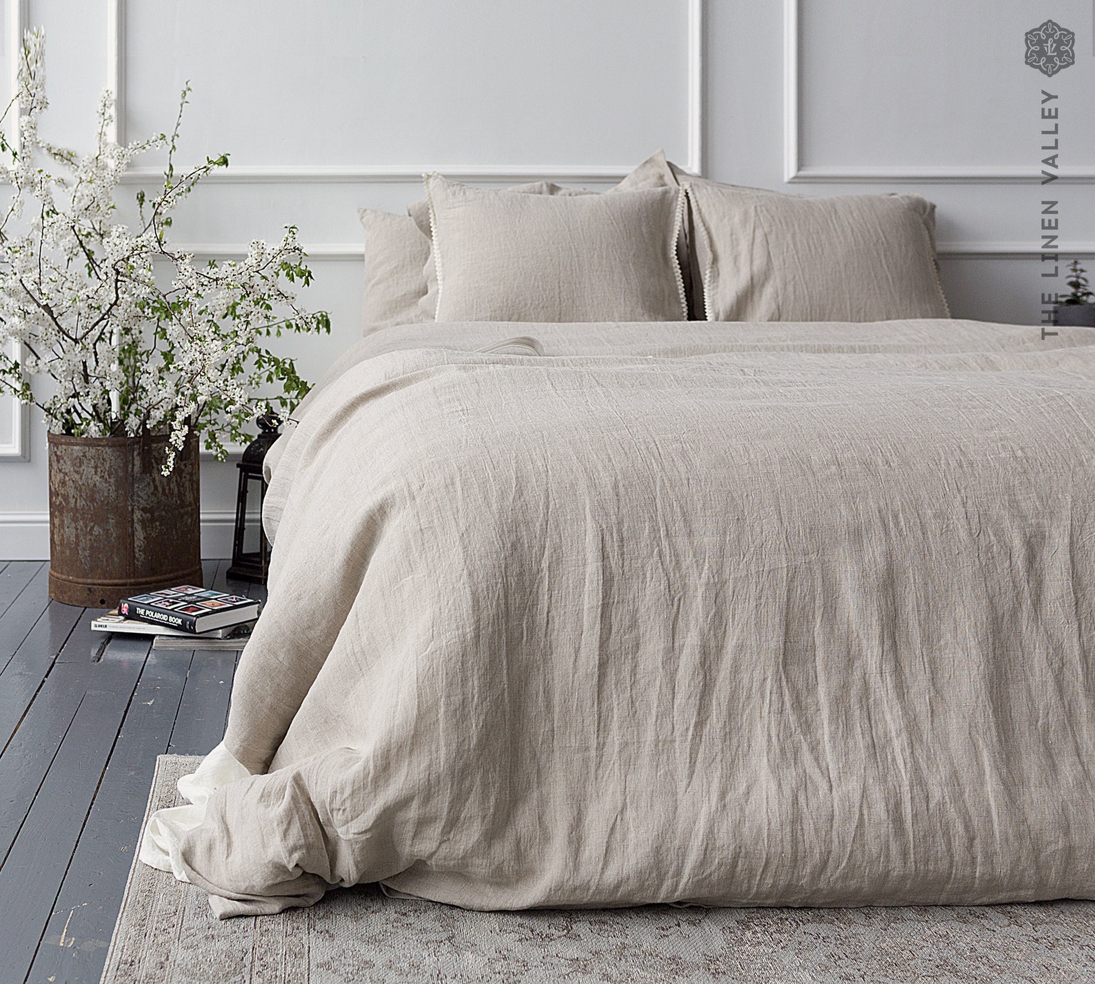Natural Unbleached Linen Set of Comforter Cover and Pillows - Linen ...