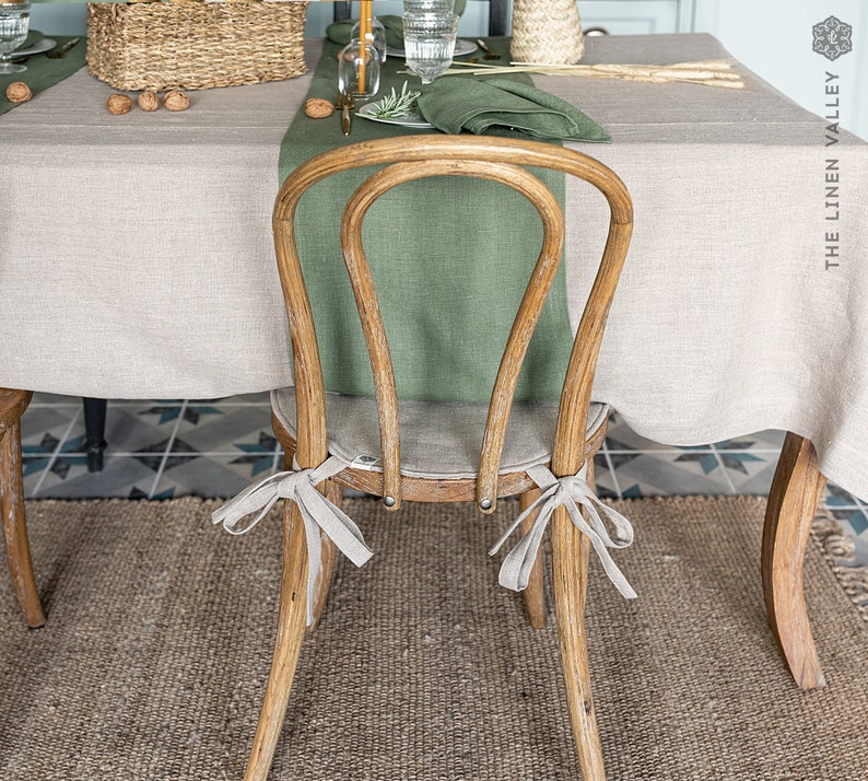 Linen Chair Slip Cover-natural Linen Seat Cushion - Chair Cover With ...
