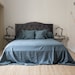 Ocean Blue Linen Bedspread - Sea Blue Bedspread - Softened Linen Bed ...
