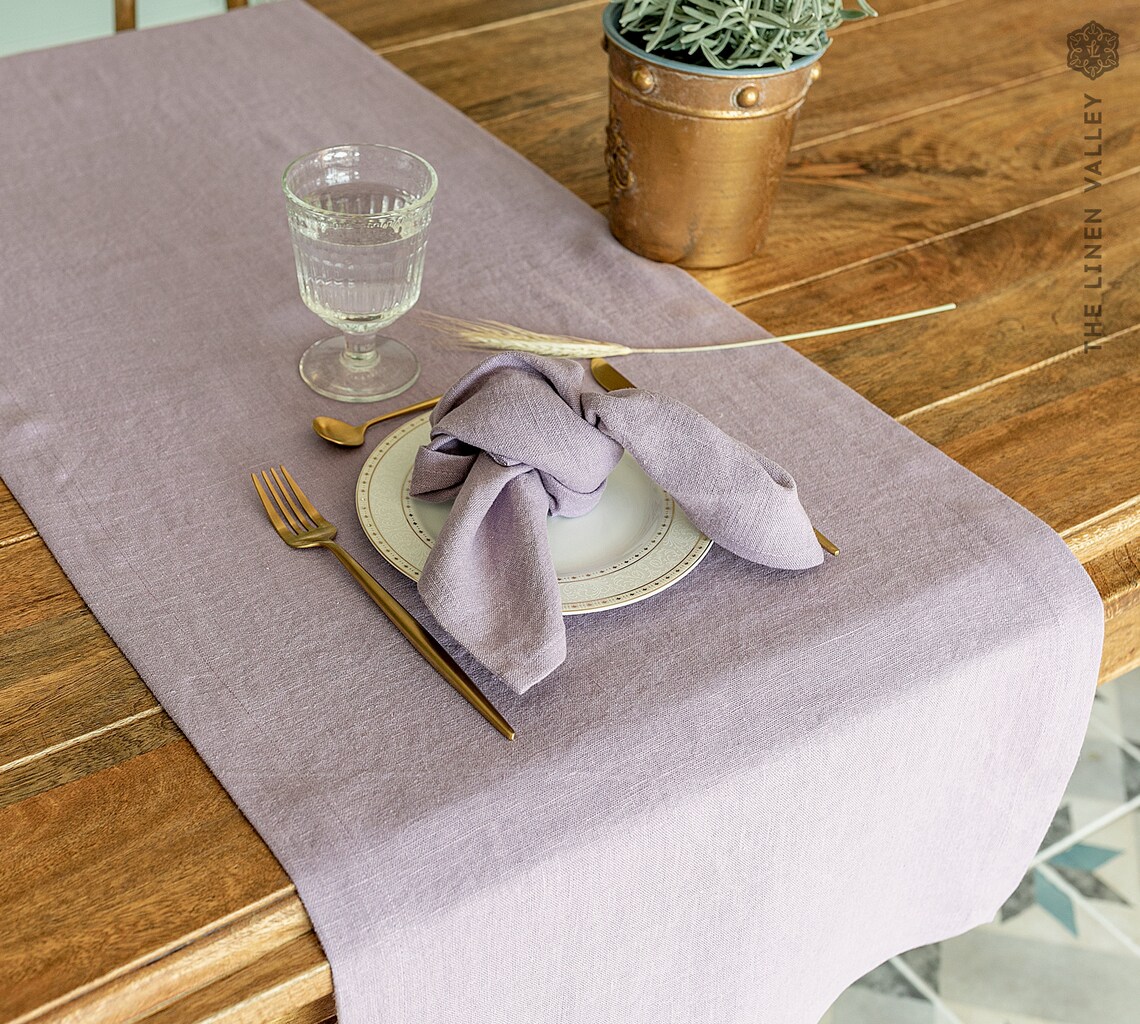 LIGHT LILAC linen table runner light lavender heavier weight | Etsy