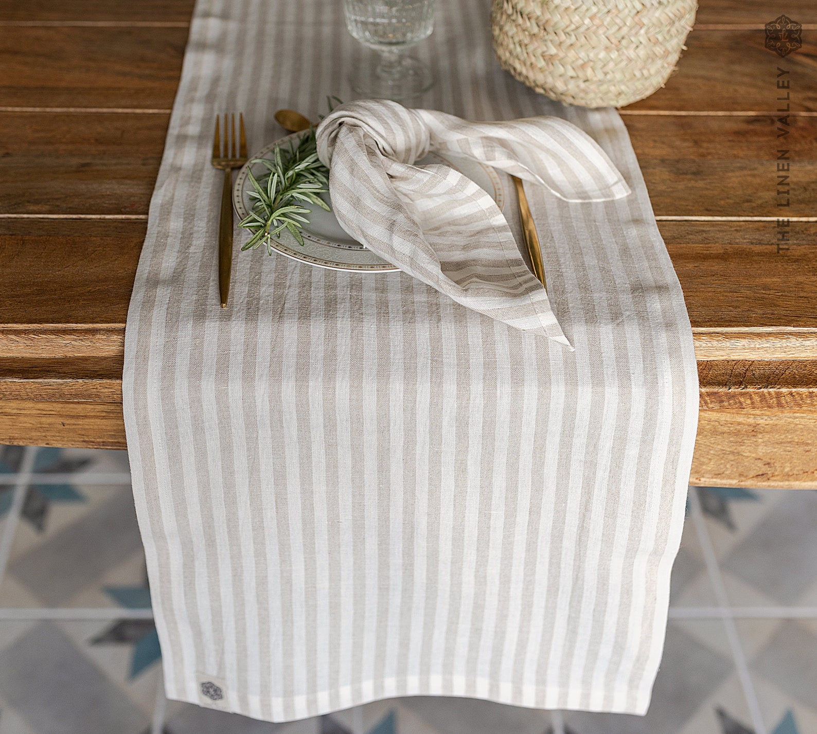 STRIPED Linen Table Runner Natural Linen Table Runner - Etsy