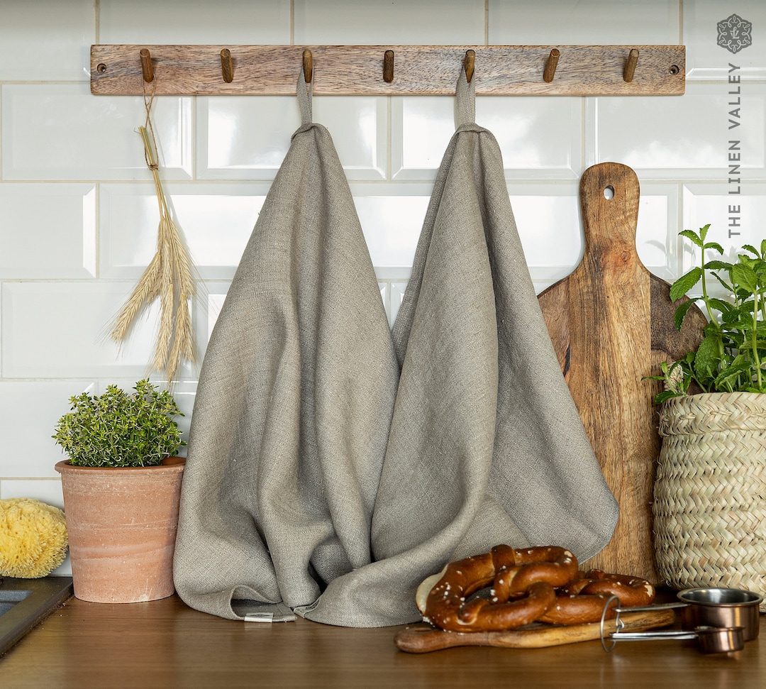 Linen Tea Towels (2 Pcs). Rustic Linen Hand Towel. Farmhouse Linen ...