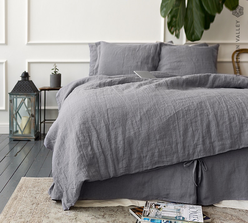 CHARCOAL GREY Linen Comforter Cover dusty Grey Doona Cover - Etsy