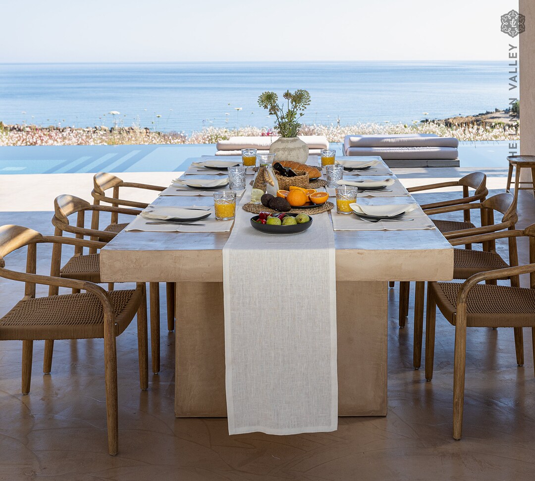 Antique White Linen Table Runner - off White Heavier Weight Linen Table ...