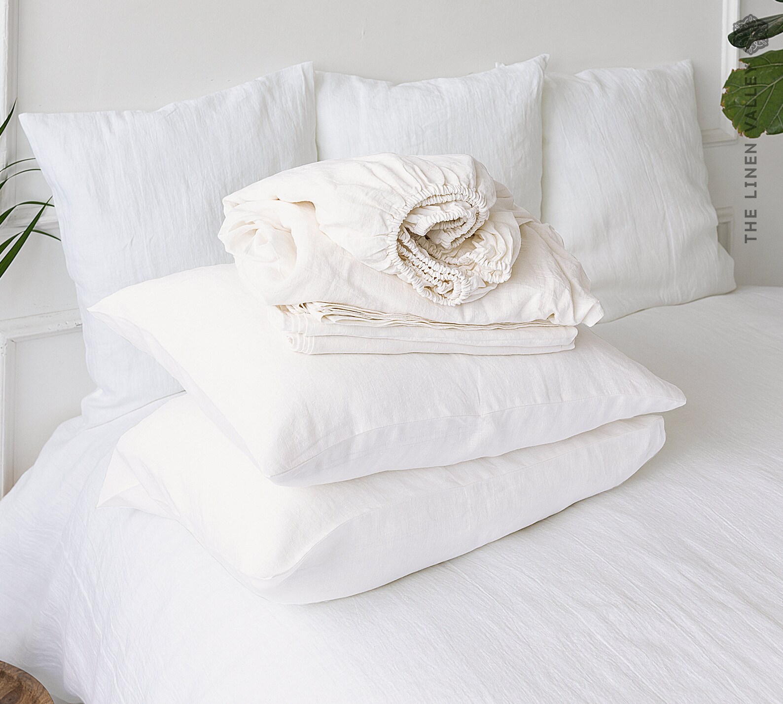 OPTICAL WHITE Set of Linen Sheets-bright White Linen 4 Pieces - Etsy