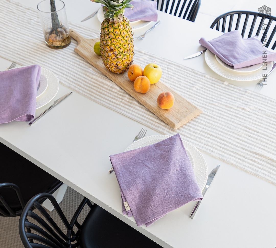 Light Lilac Linen Napkin Set: 2. Light Lavender Linen Heavier Weight ...