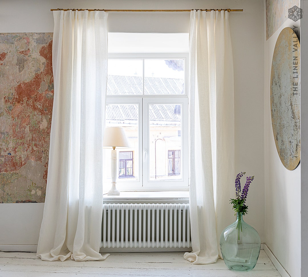 Off White Linen Curtain - White Natural Linen - Semi Sheer Japandi ...