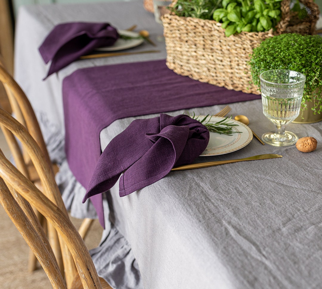 Deep Purple Linen Napkin Set of 2 Napkins. Dark Purple Linen Heavier ...