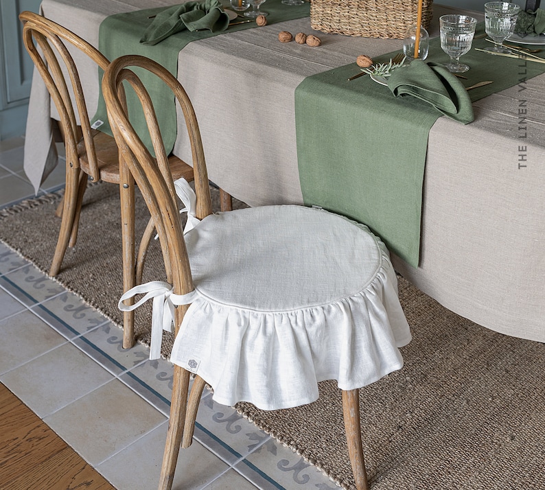 Linen Chair Slip Cover-natural Linen Seat Cushion - Chair Cover With ...
