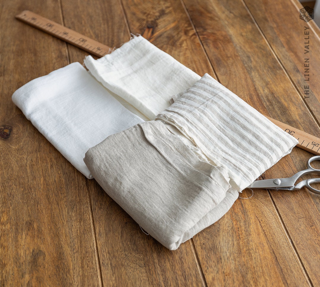 Linen Fabric Remnants ( Set of 3 of One Colour) / 205 G/m2 Linen Scraps ...