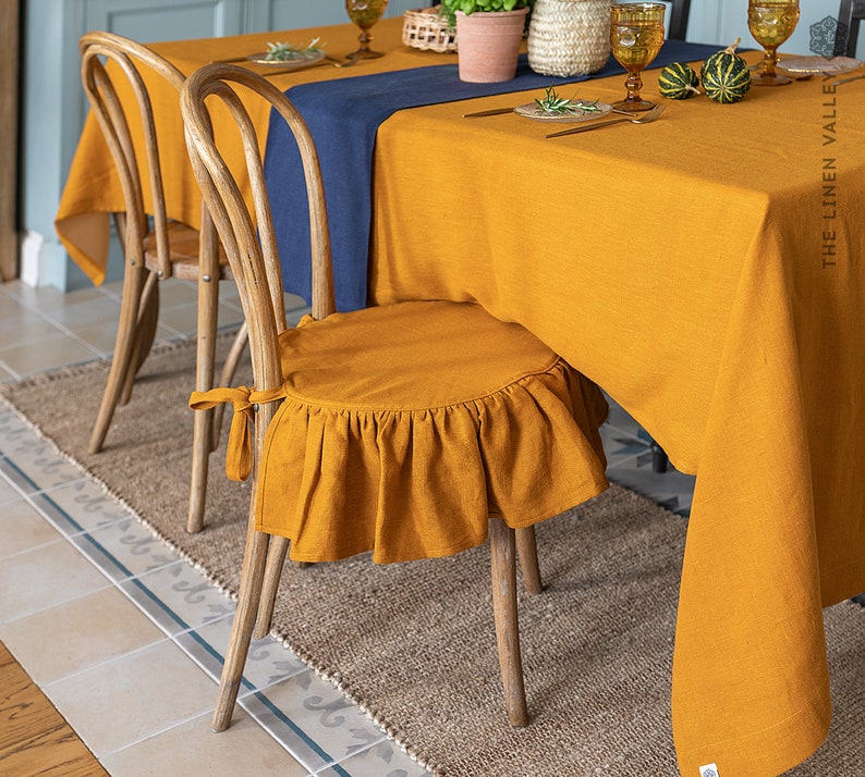 Linen Chair Slip Cover-natural Linen Seat Cushion - Chair Cover With ...