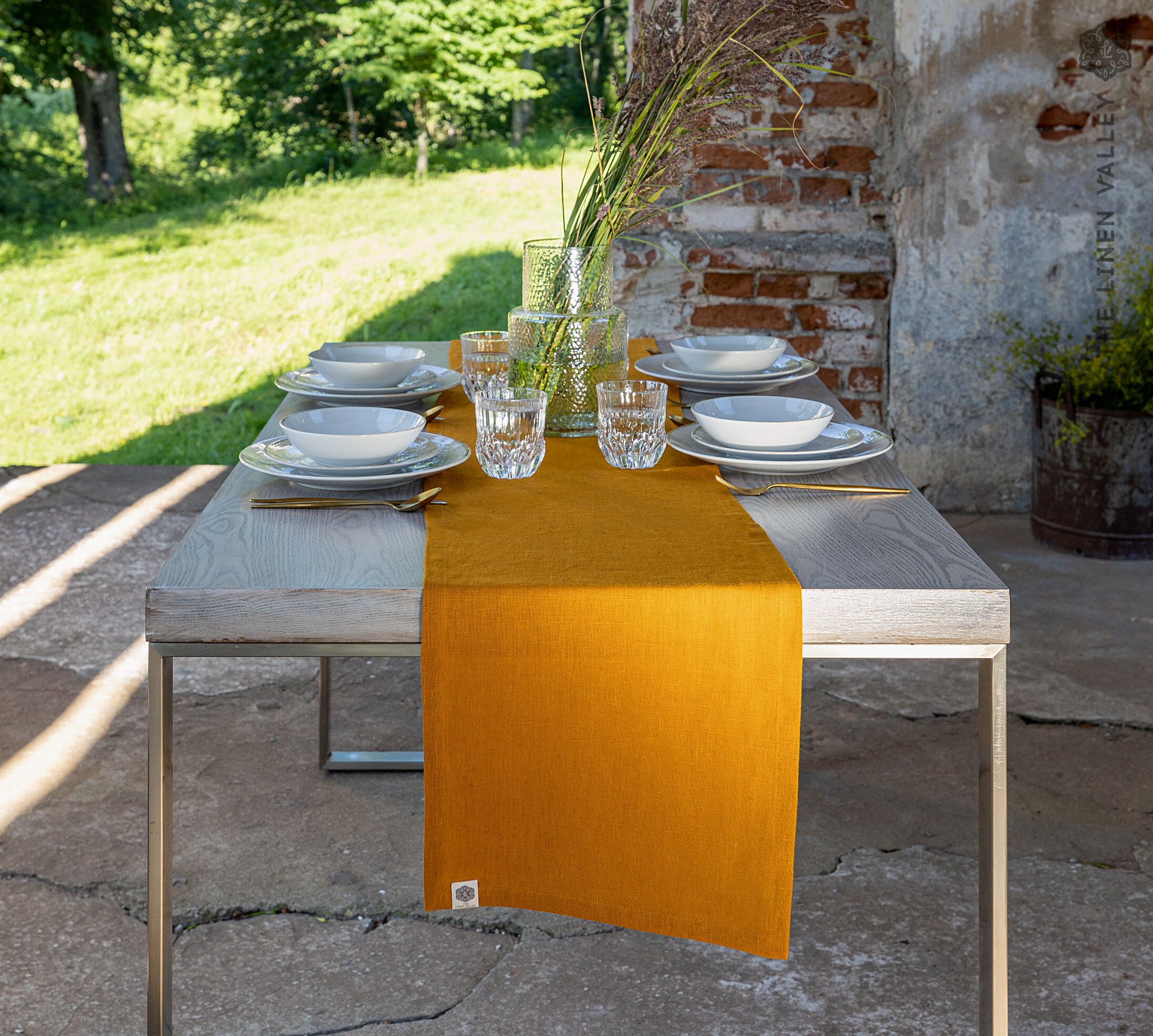 AMBER YELLOW Linen Table Runner Saffron Heavier Weight Linen - Etsy