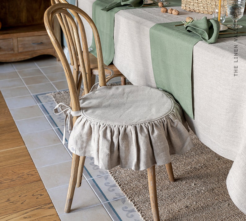 Linen Chair Slip Cover-natural Linen Seat Cushion - Chair Cover With ...