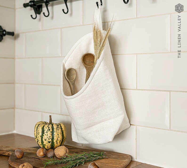 Linen Bag With Loop - Reusable Kitchen Bag With Insulated Cotton ...