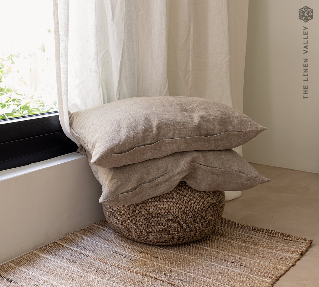 Rustic Linen Pillow Sham With Zipper- Rustic Linen Pillow- Natural ...