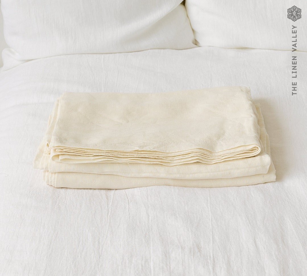 Off White Linen Flat Sheet- Cream White Linen- Ivory White Sheet ...