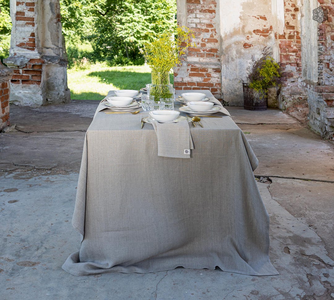 Rustic Linen Tablecloth- Unbleached Heavier Linen Tablecloth- Linen ...
