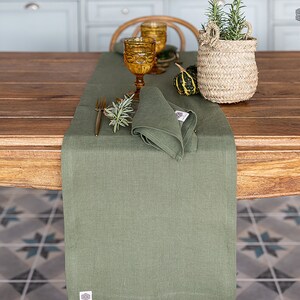MOSS GREEN Linen Table Runner Heavier Linen Olive Green - Etsy