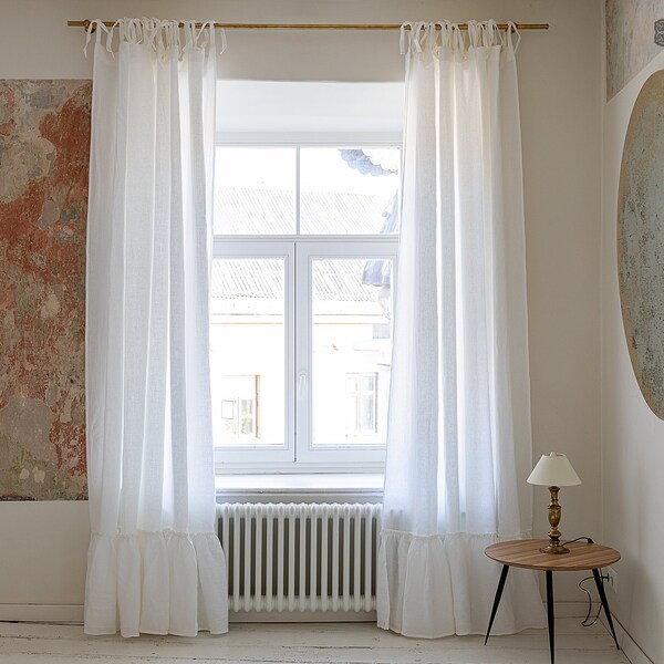 White Ruffle Curtain - Etsy