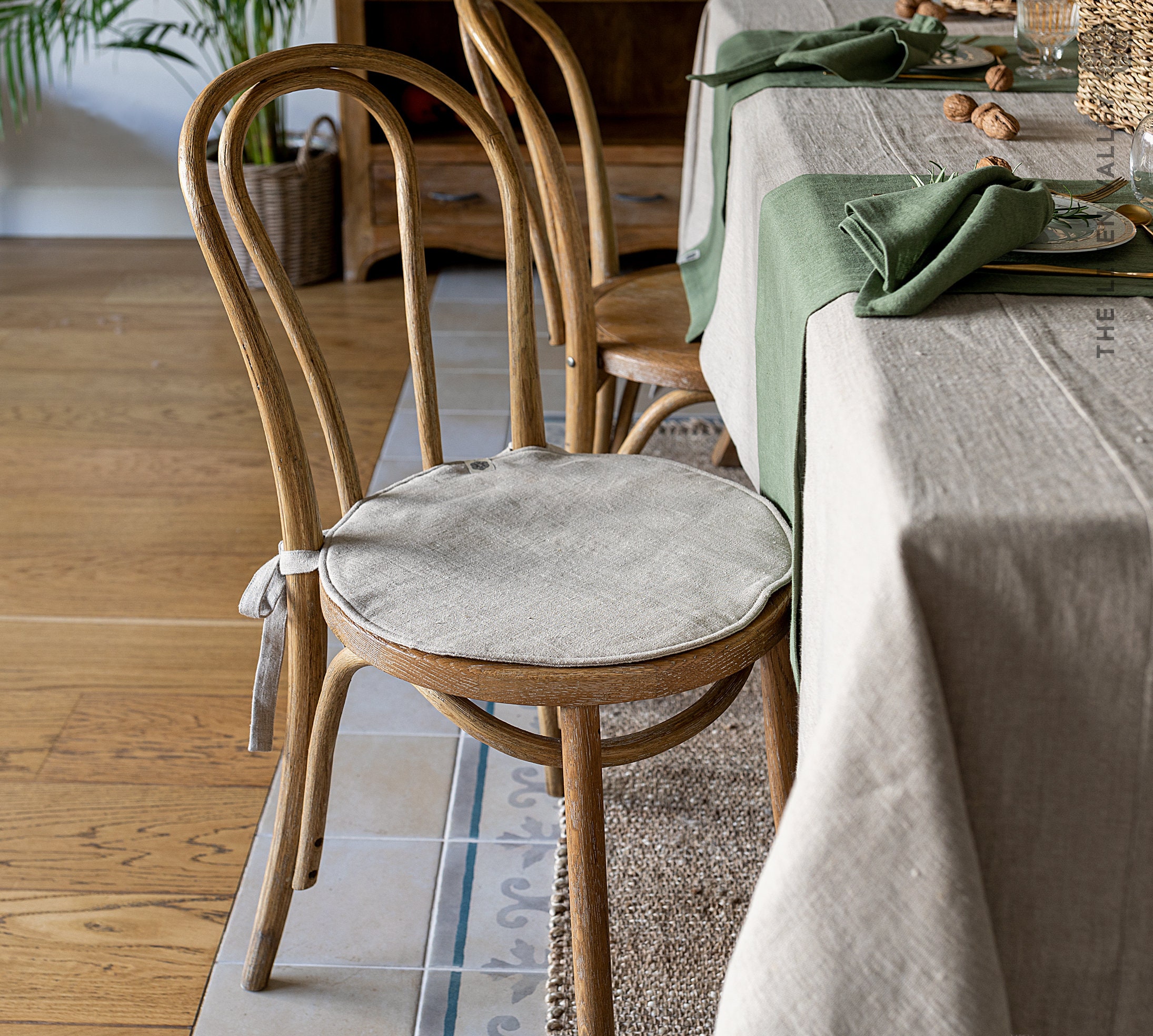 Linen Chair Slip Cover-natural Linen Seat Cushion - Chair Cover With ...