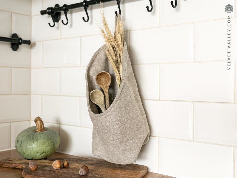 Linen bag with loop reusable kitchen bag with insulated | Etsy