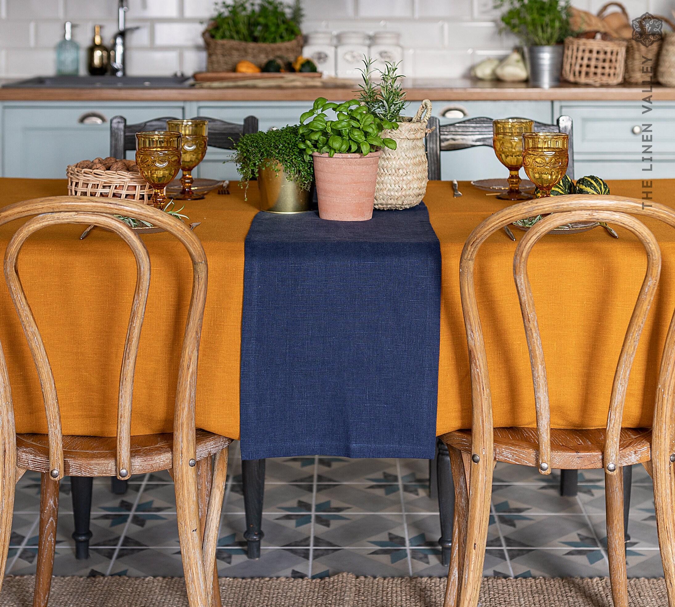 NAVY BLUE Linen Table Runner Dark Blue Heavier Weight Linen - Etsy