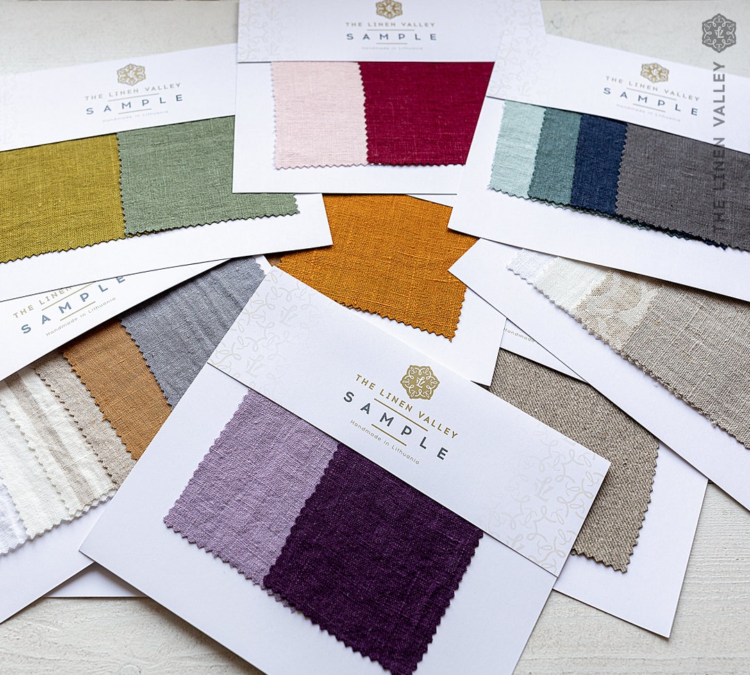 Custom Colours Set of Linen Fabric Samples/swatches-light/medium-linen ...