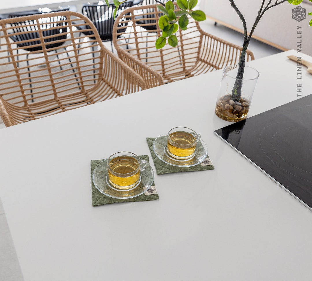 Linen Coasters Set 4, 6, 8, 10, 12. Various Colours Heavier Weight ...