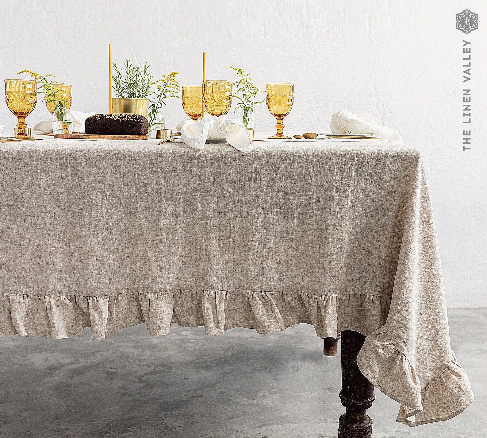 Natural Unbleached Linen Tablecloth- Natural Linen Tablecloth With ...