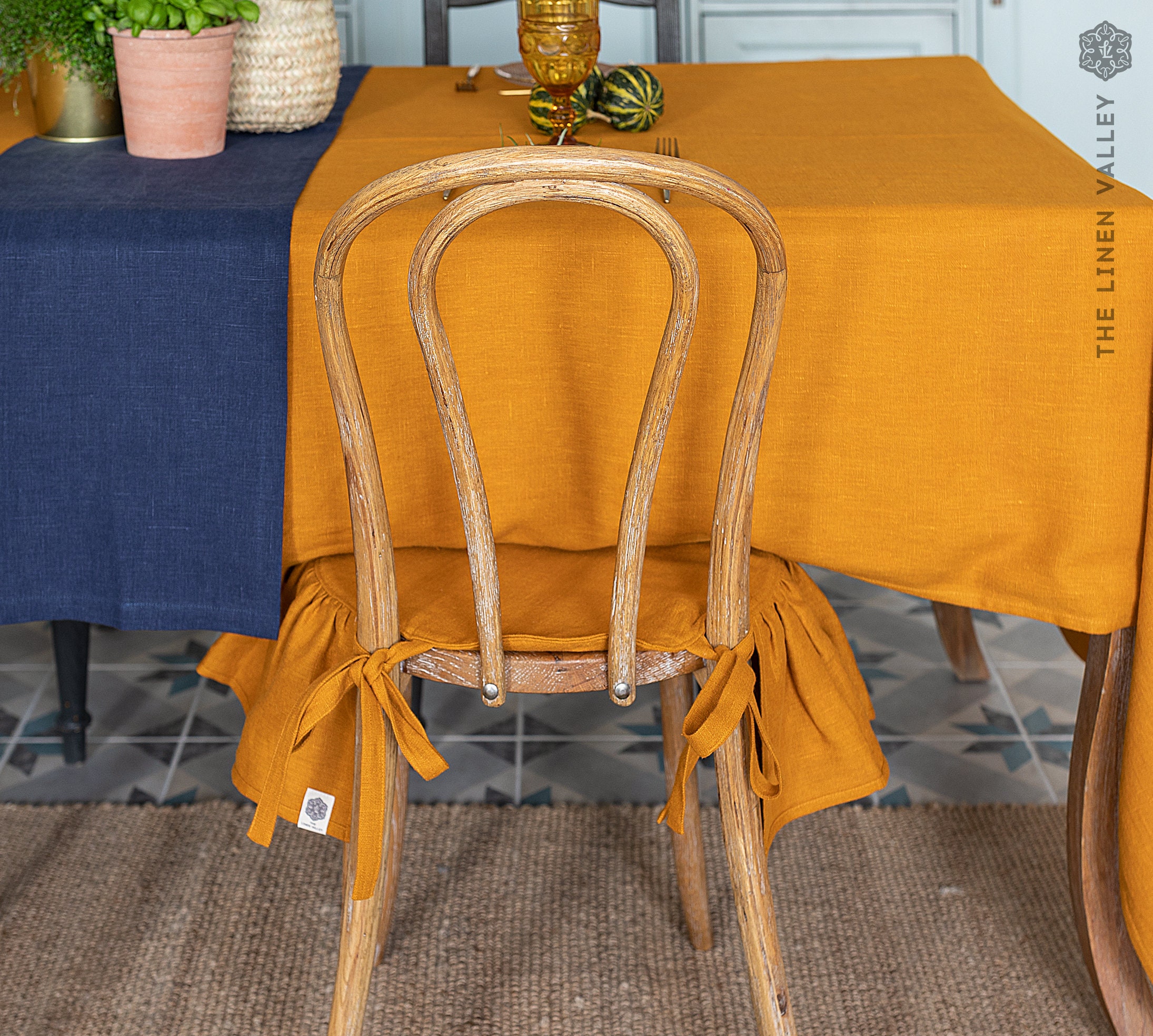 Linen Chair Slip Cover-natural Linen Seat Cushion - Chair Cover With ...