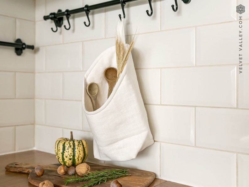 Linen bag with loop reusable kitchen bag with insulated | Etsy