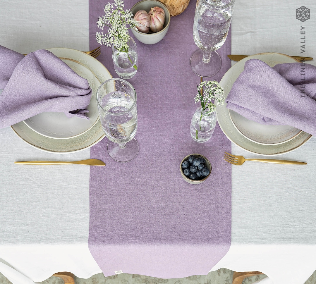 Light Lilac Linen Table Runner - Light Lavender Heavier Weight Linen ...