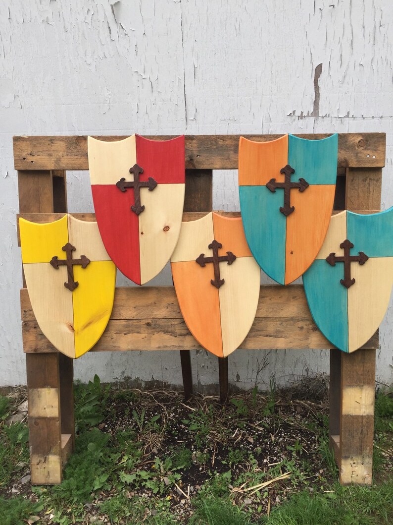Wooden Kids Shield With Fleuree Cross - Etsy