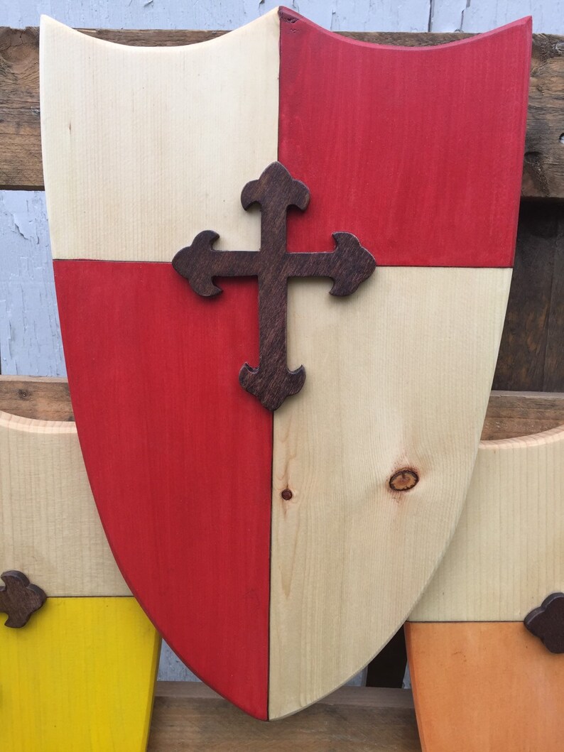 Wooden Kids Shield With Fleuree Cross - Etsy