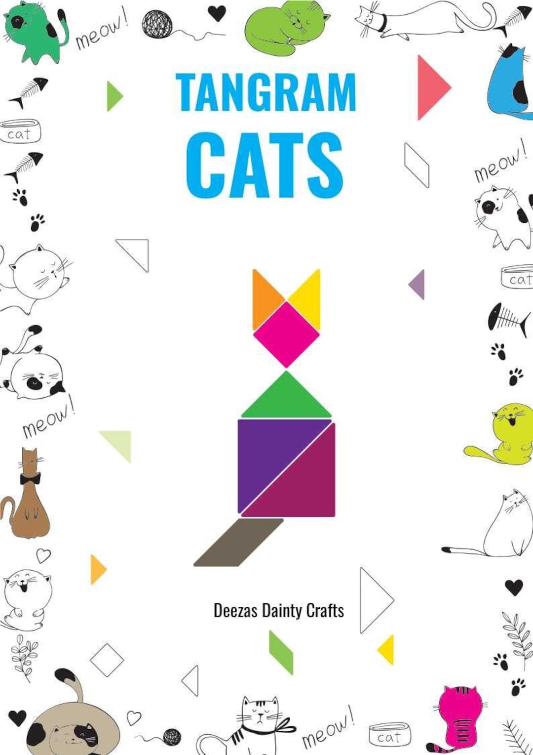 Tangram Cats/ Print Cut Out/puzzle/digital Pdf File - Etsy