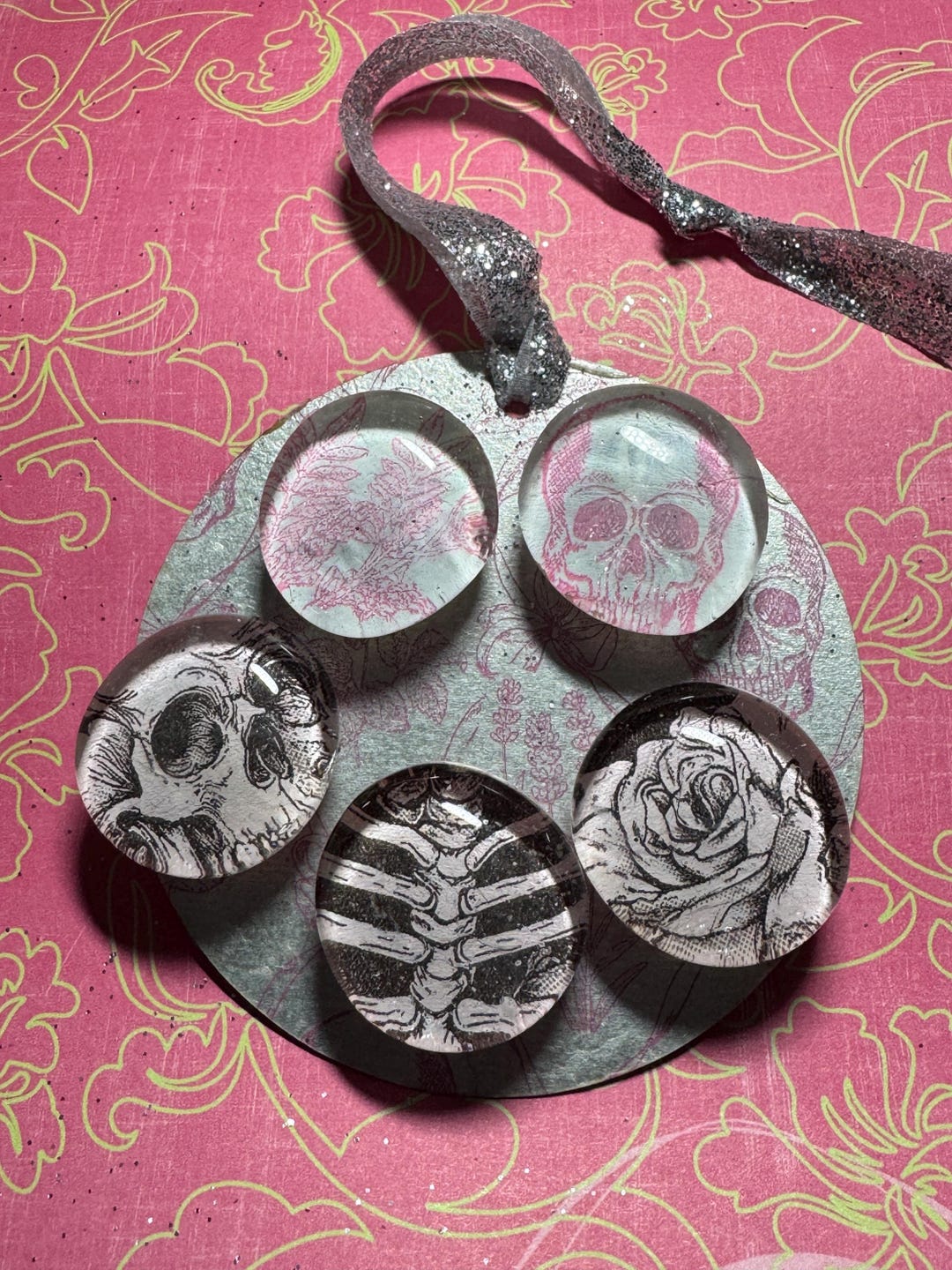 Upcycled Day of the Dead Halloween Magnet Set Metal Ornament Gift Set ...