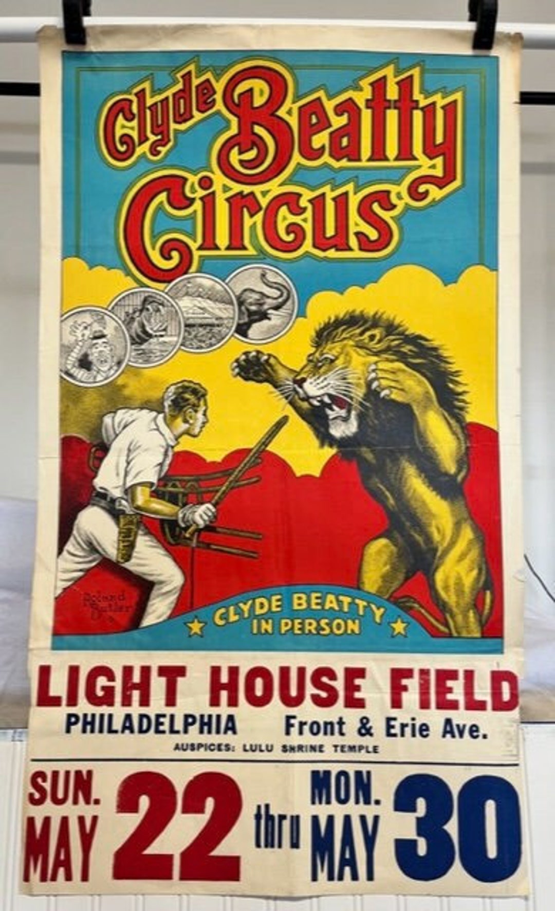 Vintage 1950's Clyde Beatty Circus Poster - Etsy