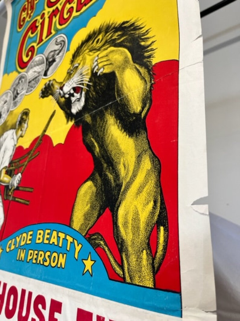 Vintage 1950's Clyde Beatty Circus Poster - Etsy
