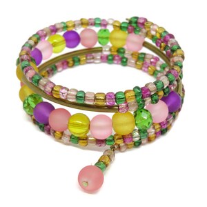 Colorful Memory Wire Bracelet Pastel Beaded Wrap Bracelet - Etsy