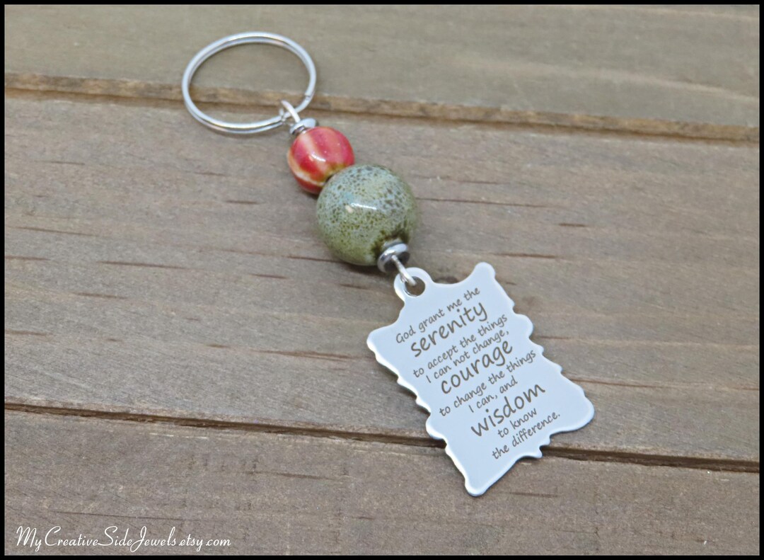 Serenity Prayer Key Chain, Motivational Keychain, Inspirational Gift ...